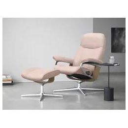 Relaxsessel stressless "Consul" Sessel Gr. ROHLEDER Stoff Q2 FARON, Cross Base Eiche, Relaxfunktion-Drehfunktion-PlusTMSystem-Gleitsystem-BalanceAdaptTM, B/H/T: 91cm x 102cm x 79cm, pink (light q2 faron) mit Cross Base, Größe S, M & L, Holzakzent Eiche