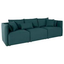 3-Sitzer Andas "Nöre" Sofas Gr. B/H/T: 262cm x 74cm x 90cm, Struktur fein, blau (petrol) 3 Teile, in vielen Bezugsqualitäten und Farben s. auch "Nöre"