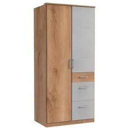 Kleiderschrank wimex "Click" Schränke Gr. B/H/T: 90cm x 199cm x 58cm, 2 St., grau (plankeneichefarben/beton-nachbildung lichtgrau) Drehtürenschrank Kleiderschrank Schränke ohne Spiegel