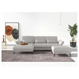 Ecksofa Inosign "Coco L-Form" Sofas Gr. B/H/T: 284 cm x 88 cm x 196 cm, Feincord, mega-Recamiere links, mit Sitztiefenverstellung-mit Armteilverstellung-mit Kopfteilverstellung-ohne Federkern, silberfarben (silber) Sitztiefen-, Arm- und Kopfteilverstellung, Cord-Bezug, Fußhöhe 15 cm