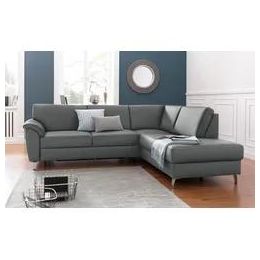 Sit & More Ecksofa SIT & MORE "Texel L-Form" Sofas Gr. B/H/T: 250cm x 87cm x 201cm, Kunstleder SOFTLUX, Ottomane rechts, mit Bettfunktion-mit Bettkasten, grau (fango) mit Federkern, wahlweise Bettfunktion und Bettkasten