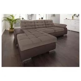 Sit & More Ecksofa SIT & MORE "Ontario L-Form" Sofas Gr. B/H/T: 280cm x 75cm x 183cm, Luxus-Microfaser ALTARA NUBUCK-Struktur fein, Recamiere links, ohne Bettfunktion-XXL, braun (dunkelbraun/schlamm) XXL, wahlweise mit Bettfunktion