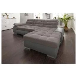 Sit & More Ecksofa SIT & MORE "Ontario L-Form" Sofas Gr. B/H/T: 280cm x 75cm x 183cm, NaturLEDER, Recamiere rechts, ohne Bettfunktion-XXL, grau (fango/delfin) XXL, wahlweise mit Bettfunktion