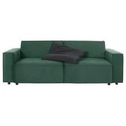 Schlafsofa Inosign "Marva" Sofas Gr. B/H/T: 245 cm x 90 cm x 102 cm, Samtvelours, mit Bettfunktion-mit Bettkasten, grün (flaschengrün, schwarz) incl. Bettfunktion und Bettkasten, Federkern