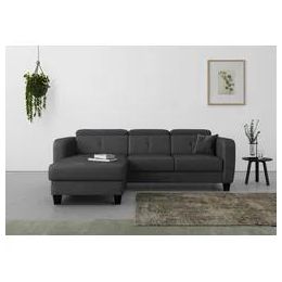 Sit & More Ecksofa SIT & MORE "Belluci L-Form" Sofas Gr. B/H/T: 247cm x 85cm x 170cm, Luxus-Microfaser Florence, Recamiere links, ohne Bettfunktion-ohne Bettkasten, grau (anthrazit) inklusive Federkern, wahlweise mit Bettfunktion und Bettkasten