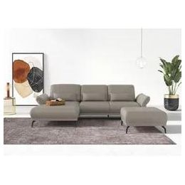 Ecksofa Inosign "Coco L-Form" Sofas Gr. B/H/T: 284 cm x 88 cm x 196 cm, Feincord, mega-Recamiere links, ohne Sitztiefenverstellung-ohne Armteilverstellung-ohne Kopfteilverstellung-ohne Federkern, grau (steel) Sitztiefen-, Arm- und Kopfteilverstellung, Cord-Bezug, Fußhöhe 15 cm