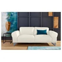 2,5-Sitzer W.Schillig "montanaa" Sofas Gr. B/H/T: 212cm x 78cm x 94cm, Longlife Xtra-Leder Z59, weiß (weiß z59) mit Metallkufen in Silber matt, Breite 212 cm