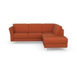 Sit & More Ecksofa SIT & MORE "Visby L-Form" Sofas Gr. B/H/T: 248cm x 87cm x 213cm, Luxus-Microfaser Paris, Ottomane rechts, ohne Bettfunktion-ohne Bettkasten, orange (terra) Wahlweise mit Bettfunktion und Stauraum, frei im Raum stellbar