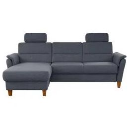 Ecksofa Home Affaire "Palmera L-Form" Sofas Gr. B/H/T: 244 cm x 89 cm x 163 cm, Struktur weich, Recamiere links, mit Bettfunktion-mit Bettkasten, grau (anthrazit) Federkern, wahlweise mit Bettfunktion und mitohne Bettkasten