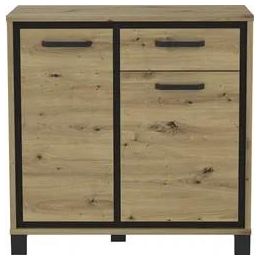 Kommode FORTE Sideboards Gr. B/H/T: 91,4 cm x 91,2 cm x 41,5 cm, 1 St., schwarz (artisan eiche, eiche) Breite 91 cm