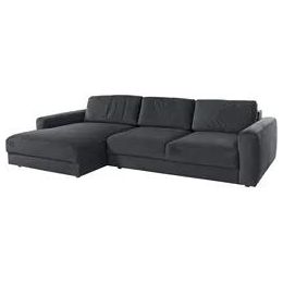 Ecksofa Places of Style "Bloomfield, L-Form" Sofas Gr. B/H/T: 303cm x 84cm x 176cm, Velours, mega-Recamiere links, XXL ohne Sitztiefenverstellung, grau (anthrazit) extra tiefe Sitzfläche, wahlweise mit Sitztiefenverstellung