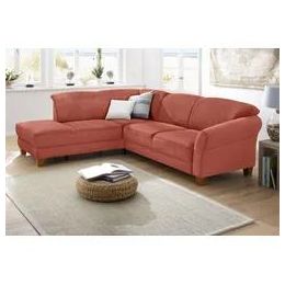 Ecksofa Home Affaire "Gotland L-Form" Sofas Gr. B/H/T: 257cm x 84cm x 212cm, Luxus-Microfaser, Ottomane links, ohne Sitztiefenverstellung, orange (terra) wahlweise mit Sitztiefenverstellung + Bettkasten