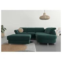 Sit & More Ecksofa SIT & MORE "Apulia L-Form" Sofas Gr. B/H/T: 250cm x 78cm x 212cm, Samtoptik, langer Schenkel links, mit Bettfunktion-mit Bettkasten-mit Armteilverstellung-mit Kopfteilverstellung, grün (dunkelgrün) wahlweise Bettfunktion, Bettkasten und Kopf- Armteilverstellung