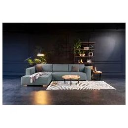 Ecksofa Tom Tailor HOME "HEAVEN STYLE XL" Sofas Gr. B/H/T: 302cm x 85cm x 221cm, Struktur grob TCU, Recamiere links, mit Bettfunktion-mit Bettkasten-Metallfuß, blau (smokey tcu 36) aus der COLORS COLLECTION, wahlweise mit Bettfunktion & Bettkasten