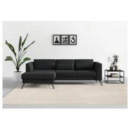 Sit & More Ecksofa SIT & MORE "Lindholm L-Form" Sofas Gr. B/H/T: 262cm x 88cm x 171cm, Flachgewebe, Recamiere links, mit Sitztiefenverstellung, schwarz mit Sitztiefenverstellung und Federkern