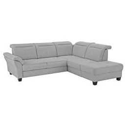 Ecksofa Home Affaire "Solvei L-Form" Sofas Gr. B/H/T: 260cm x 104cm x 235cm, Struktur, Ottomane rechts, mit Sitztiefenverstellung-mit Kopfteilverstellung, silberfarben (silber) wahlweise auch mit Kopfteilverstellung und Bettfunktion, Federkern