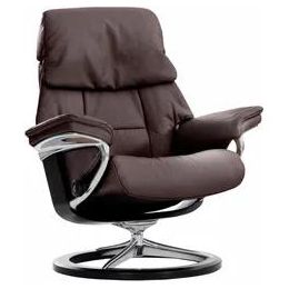 Relaxsessel stressless "Ruby", braun (braun batick), B:76cm H:100cm T:75cm, Leder PALOMA: durchgefärbtes Semianilin-Möbelleder, Leder BATICK: durchgefärbtes und genarbtes Möbelleder, Sessel, mit Signature Base, Größe S, Gestell Eiche, Wenge, Braun & Schwarz