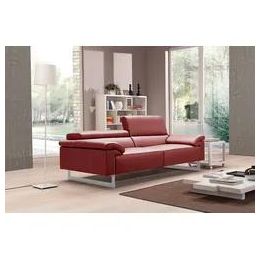 2,5-Sitzer Egoitaliano "Malika" Sofas Gr. B/H/T: 216cm x 94cm x 107cm, Leder BULL, mit Kopfteilverstellung, rot (burgundy) inkl. Kopfteilverstellung und chromfarbenen Metallfüßen