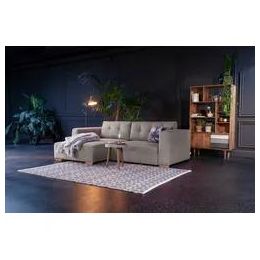 Ecksofa Tom Tailor HOME "HEAVEN CHIC S" Sofas Gr. B/H/T: 242cm x 85cm x 162cm, Struktur grob TCU, Recamiere links, mit Bettfunktion-mit Bettkasten, grau (warm grey tcu 39) aus der COLORS COLLECTION, wahlweise mit Bettfunktion & Bettkasten