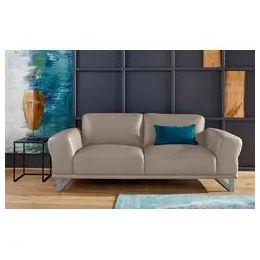 2,5-Sitzer W.Schillig "montanaa" Sofas Gr. B/H/T: 212 cm x 78 cm x 94 cm, Longlife Xtra-Leder Z59, braun (stone z59) mit Metallkufen in Silber matt, Breite 212 cm