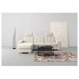 Sit & More Ecksofa SIT & MORE "Quincy L-Form" Sofas Gr. B/H/T: 252cm x 82cm x 161cm, Luxus-Microfaser, Recamiere links, ohne Bettfunktion, beige (creme) wahlweise mit Bettfunktion und Bettkasten