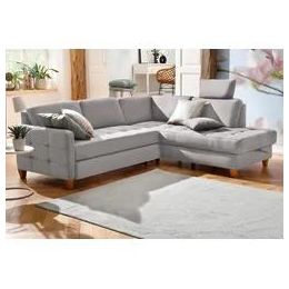 Ecksofa Home Affaire "Earl L-Form" Sofas Gr. B/H/T: 233cm x 80cm x 196cm, Struktur fein, Ottomane rechts, mit Bettfunktion-mit Bettkasten, grau wahlweise auch mit Bettfunktion oder Bettkasten