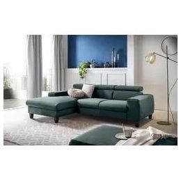 Ecksofa COTTA "Morven L-Form" Sofas Gr. B/H/T: 244cm x 72cm x 166cm, Samtvelours, Recamiere links, mit Bettfunktion-mit Bettkasten-ohne Ladestation-mit Kopfteilverstellung, blau (petrol) Ecksofa Polstermöbel Sofas Inklusive Kopfteilverstellung, wahlweise mit Ladestation, Bettfunktion