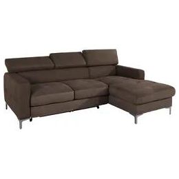 Ecksofa COTTA "Sammy L-Form" Sofas Gr. B/H/T: 226cm x 74cm x 169cm, Chenille, Recamiere rechts, mit Bettfunktion-mit Bettkasten-mit Kopfteilverstellung, braun (espresso) inklusive Kopfteilverstellung, wahlweise mit Bettfunktion