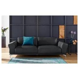 2,5-Sitzer W.Schillig "montanaa" Sofas Gr. B/H/T: 232cm x 78cm x 94cm, Longlife Xtra-Leder Z59, schwarz (schwarz z59) mit Metallfüßen in Chrom glänzend, Breite 232 cm