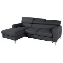 Ecksofa COTTA "Sammy L-Form" Sofas Gr. B/H/T: 226cm x 74cm x 169cm, Struktur, Recamiere links, mit Bettfunktion-mit Bettkasten-mit Kopfteilverstellung, schwarz inklusive Kopfteilverstellung, wahlweise mit Bettfunktion