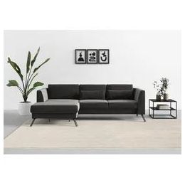 Sit & More Ecksofa SIT & MORE "Lindholm L-Form" Sofas Gr. B/H/T: 262cm x 88cm x 171cm, Samtoptik, Recamiere links, mit Sitztiefenverstellung, grau (anthrazit) mit Sitztiefenverstellung und Federkern