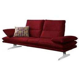 2-Sitzer W.Schillig "broadway" Sofas Gr. B/H/T: 216cm x 94cm x 96cm, Longlife Xtra-Leder Z59, Longchair links, mit Sitztiefenverstellung-ohne Kopfteilverstellung-ohne Seitenteilverstellung, rot (ruby z59) Sitztiefenverstellung, Kopfteil- & Seitenteilverstellung, Breite 216cm