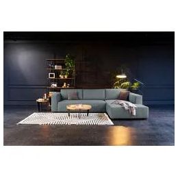 Ecksofa Tom Tailor HOME "HEAVEN STYLE XL" Sofas Gr. B/H/T: 302cm x 85cm x 221cm, Struktur grob TCU, Recamiere rechts, mit Bettfunktion-mit Bettkasten-Kunststofffuß, blau (smokey tcu 36) aus der COLORS COLLECTION, wahlweise mit Bettfunktion & Bettkasten