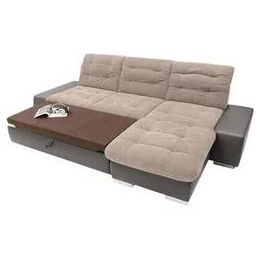 Sit & More Ecksofa SIT & MORE "Pale L-Form" Sofas Gr. B/H/T: 280cm x 84cm x 183cm, Luxus-Kunstleder-Softstruktur, Recamiere rechts, mit Bettfunktion, braun (elefant, beige) inklusive Kopfteilverstellung, wahlweise mit Bettfunktion