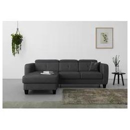 Sit & More Ecksofa SIT & MORE "Belluci L-Form", grau (anthrazit), B:247cm H:85cm T:170cm, Sofas, inklusive Federkern, wahlweise mit Bettfunktion und Bettkasten