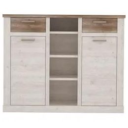 Highboard FORTE "Duro" Sideboards Gr. B/H/T: 159,6cm x 128,3cm x 41,3cm, 2 St., weiß (pinie weiss /eiche antik) Breite 159,6 cm, Aktenschrank