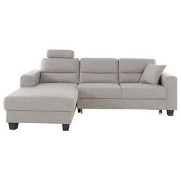 Ecksofa Trendmanufaktur "Chamber, zeitlos und modern, hoher Sitzkomfort, L-Form" Sofas Gr. B/H/T: 247cm x 85cm x 165cm, Struktur grob, Recamiere links, Mit Schlaffunktion, grau (quiet grey) wahlweise mit Schlaffunktion