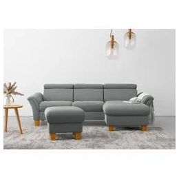 Ecksofa Home Affaire "Lindgren L-Form" Sofas Gr. B/H/T: 258cm x 84cm x 169cm, Chenille, Recamiere rechts, mit Bettfunktion mit einklappbaren Rollen-mit Relaxfunktion motorisch im Recamiere-mit Kopfteilverstellung-ohne Bettkasten-ohne Federkern, grau wahlweise mit Bett klappbaren Rollen, Kasten und Kopfverstellung