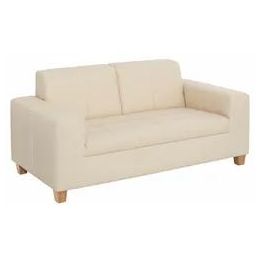 2-Sitzer Home Affaire "Corby" Sofas Gr. B/H/T: 172cm x 80cm x 90cm, NaturLEDER, ohne Funktion, beige (creme) Steppung auf Sitzfläche