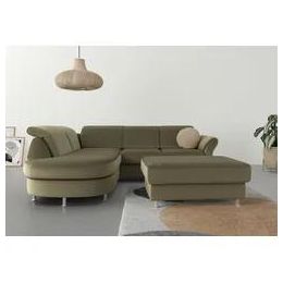 Sit & More Ecksofa SIT & MORE "Apulia L-Form" Sofas Gr. B/H/T: 250cm x 78cm x 212cm, Samtoptik, langer Schenkel rechts, ohne Bettfunktion-ohne Bettkasten-ohne Armteilverstellung-ohne Kopfteilverstellung, grün (olive) wahlweise Bettfunktion, Bettkasten und Kopf- Armteilverstellung