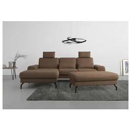 Sit & More Ecksofa SIT&MORE "Cinturo L-Form" Sofas Gr. B/H/T: 283 cm x 91 cm x 175 cm, Luxus-Microfaser TORO, mega-Recamiere links, inklusive Sitztiefenverstellung-inklusive Federkern, braun inklusive Sitztiefenverstellung und Federkern, Sitzhöhe 48 cm