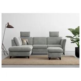 Ecksofa Home Affaire "Trelleborg L-Form" Sofas Gr. B/H/T: 252cm x 86cm x 213cm, Breitcord, Ottomane links, ohne Bettfunktion-ohne Stauraum, silberfarben (silber) wahlweise mit Bettfunktion und Bettkasten, inkl. Federkern-Polsterung