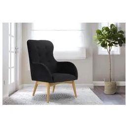 Sessel Home Affaire "Leonarda" Gr. Samtoptik, Füße Buche natur-Sessel, B/H/T: 66 cm x 101 cm x 88 cm, schwarz Einzelsessel Lounge-Sessel Sessel feine Steppung im Rücken