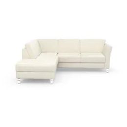 Sit & More Ecksofa SIT & MORE "Visby L-Form" Sofas Gr. B/H/T: 248cm x 87cm x 213cm, Struktur fein, Ottomane links, ohne Bettfunktion-ohne Bettkasten, beige (linen) Wahlweise mit Bettfunktion und Stauraum, frei im Raum stellbar