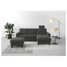 Ecksofa Home Affaire "Summer L-Form" Sofas Gr. B/H/T: 249cm x 91cm x 164cm, Feincord, Recamiere rechts, ohne Bettfunktion-ohne Bettkasten-mit Federkern, grau (anthrazit) mit Recamiere, oder ohne Bettfunktion und Bettkasten, Cord-Bezug