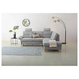 Ecksofa Home Affaire "Westerland L-Form" Sofas Gr. B/H/T: 238cm x 90cm x 213cm, Chenille-Optik, Ottomane rechts, mit Bettfunktion, Stauraum und Armlehnfunktion, grau Federkern-Polsterung, wahlweise mit Bettfunktion, Bettkasten