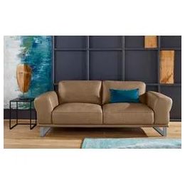 2,5-Sitzer W.Schillig "montanaa" Sofas Gr. B/H/T: 212 cm x 78 cm x 94 cm, Longlife Xtra-Leder Z69, braun (fango z69) mit Metallkufen in Silber matt, Breite 212 cm