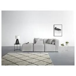 3-Sitzer Andas "Sundstrup", grau (hellgrau), B:233cm H:76,5cm T:93cm, 93% Polyester, 6% Acryl, 1% Baumwolle, Sofas, Modulserie, individuelle Zusammenstellung