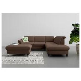 Sit & More Ecksofa SIT & MORE "Maggiore L-Form" Sofas Gr. B/T: 261cm x 224cm, Soft clean, Ottomane rechts, mit Kopfteilverstellung-mit Bettfunktion-mit Stauraum-Fussfarbe: Nickel satiniert, braun (espresso) wahlweise mit Kopfteilverstellung, Bettfunktion und Stauraum