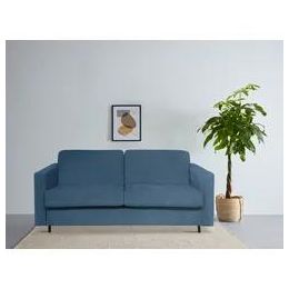 Schlafsofa Home Affaire "Virming" Sofas Gr. B/H/T: 188 cm x 90 cm x 98 cm, Luxus-Microfaser (Chenille), mit Bettfunktion, blau (dark blue) Dauerschlaf-Funktion mit Unterfederung und Matratze